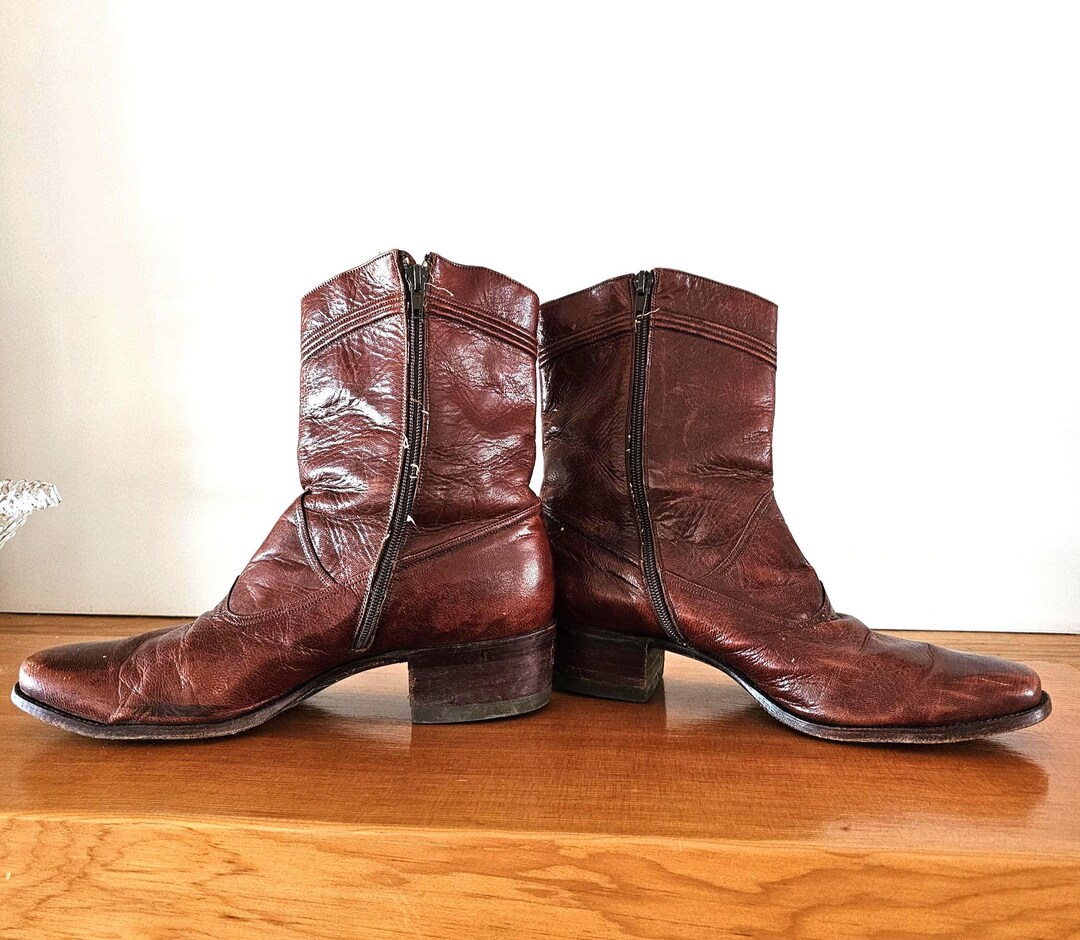 Vintage Women's Size 11 Leather Ankle Boots / Brown Cowboy Boots ...