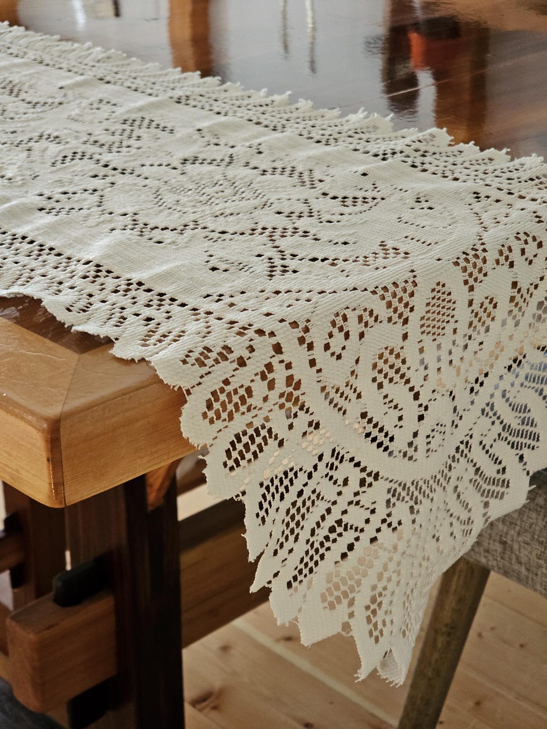 Vintage Lace Table Runner - Floral Table Runner - Lace Linens - Country ...