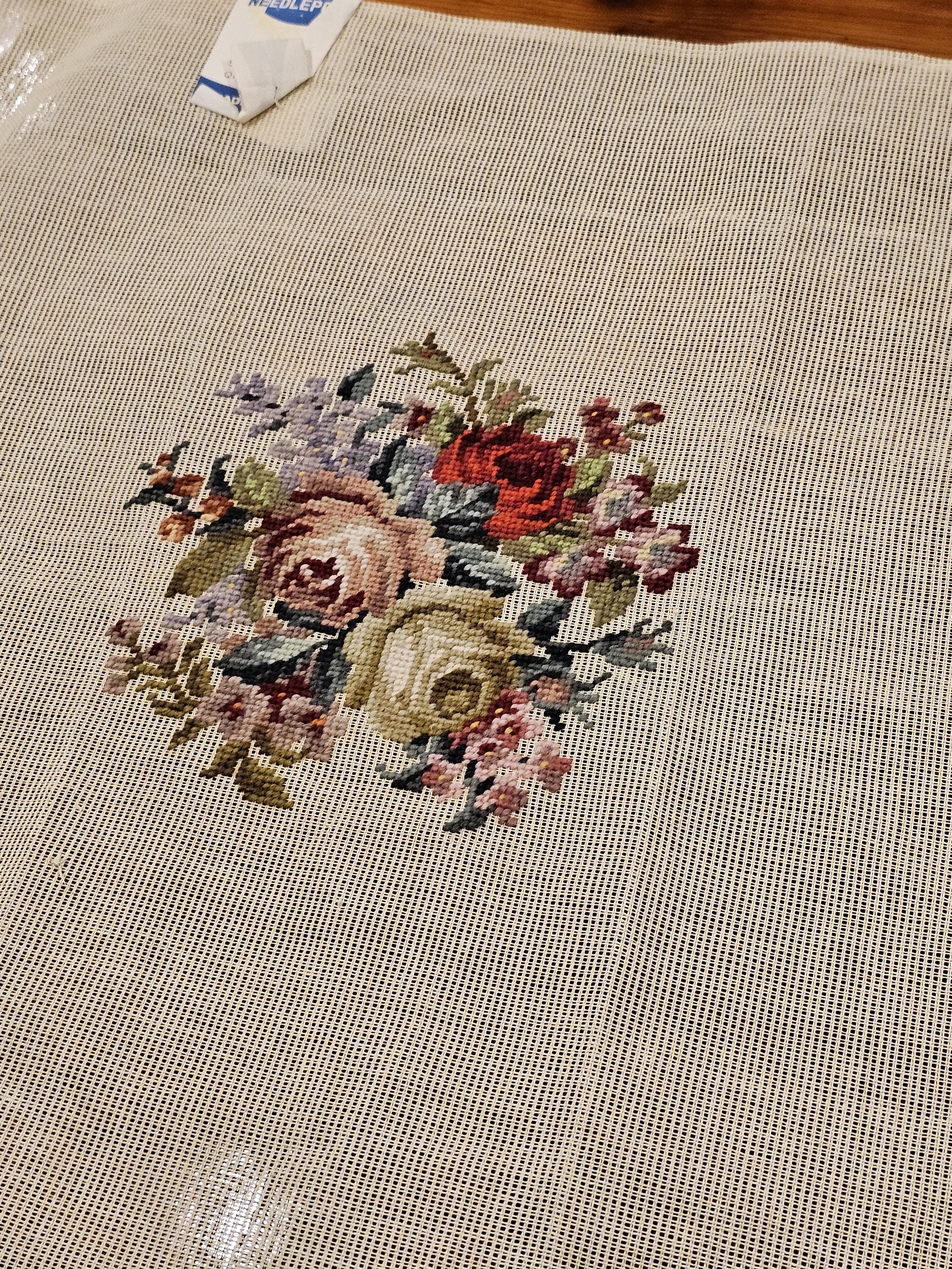 Handmade Petit Point Needlepoint Art: Unframed, Roses, Bird Artlocated ...
