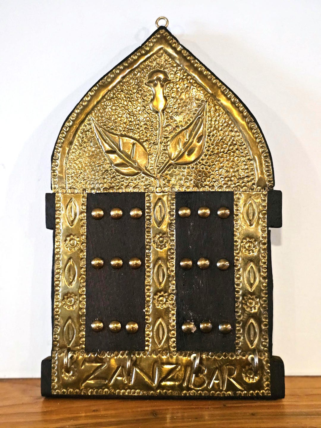 Zanzibar Brass and Wood Door, Key Rack, Zanzibar, East African Key Rack ...
