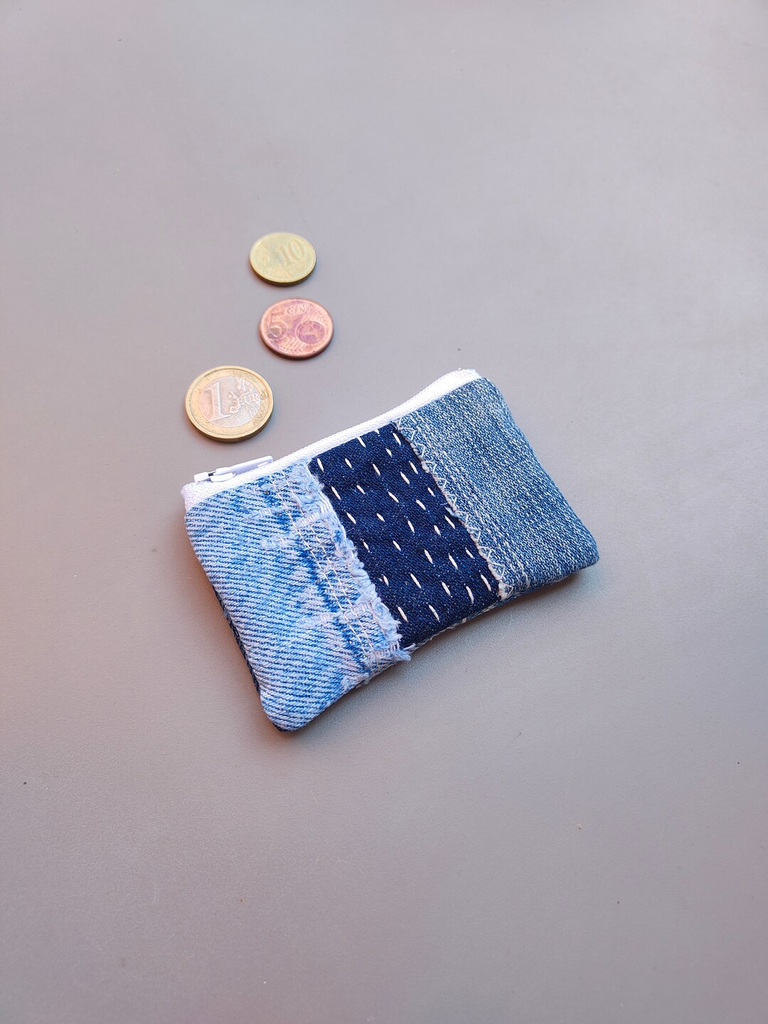 Small Boro Denim Pouch Hand Embroidered, Recycled Denim Coin Purse ...