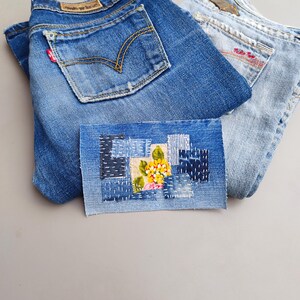 Toppa Jeans Boho, Applicazione Ricamo Sashiko, Patch Jeans Boro, Toppa ...
