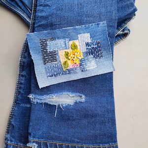 Toppa Jeans Boho, Applicazione Ricamo Sashiko, Patch Jeans Boro, Toppa ...