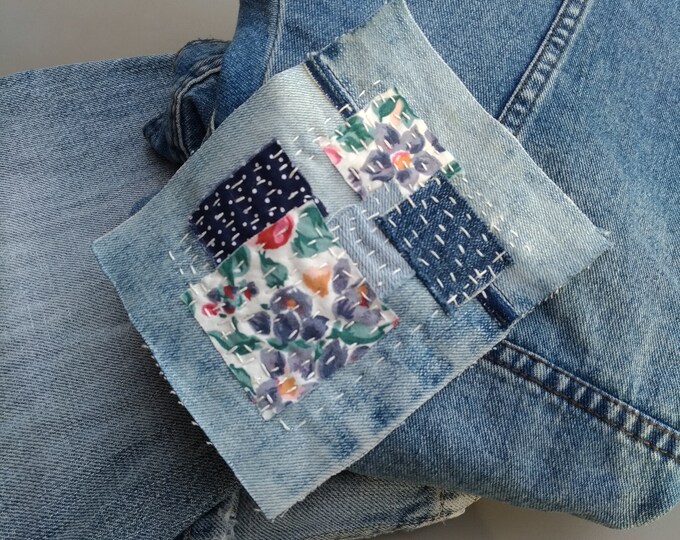 Sashiko Boro Inspired Hand Stitch Patch Upcycled Clothing - Etsy