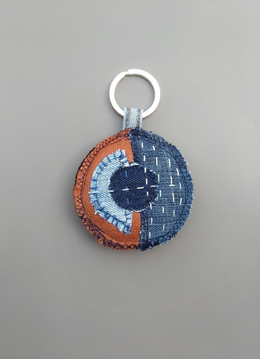 Upcycled Denim Keychain, Boro Sashiko Hand Embroidered Key Fob ...
