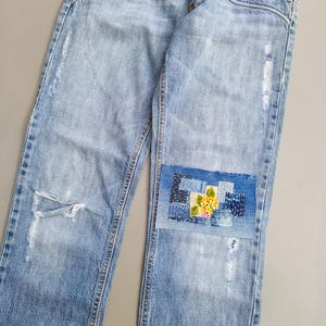 Toppa Jeans Boho, Applicazione Ricamo Sashiko, Patch Jeans Boro, Toppa ...
