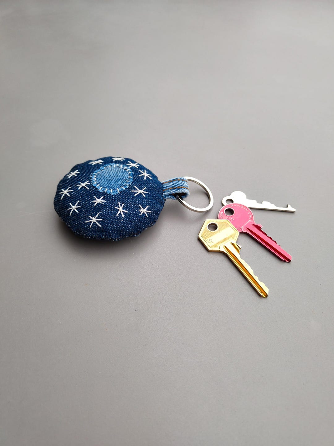 Boro Denim Keychain, Sashiko Hand Embroidered, Upcycled Jeans Key Fob ...