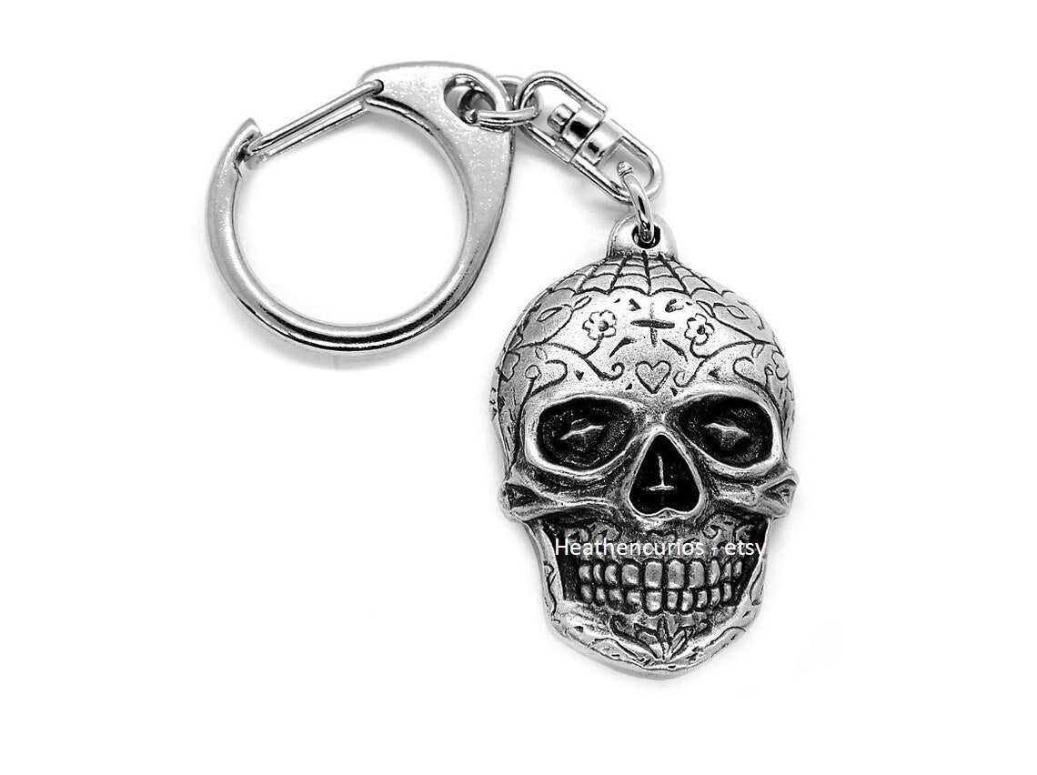 Calavera Sugar Skull Pushgate Keyring voodoo Mexican Day of - Etsy