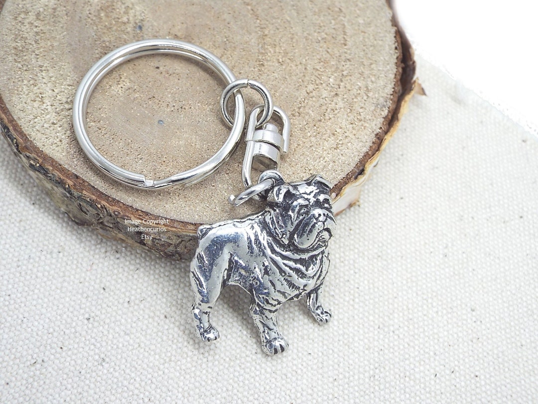 British Bulldog Silver Pewter Keyring in a Gift Pouch - Etsy