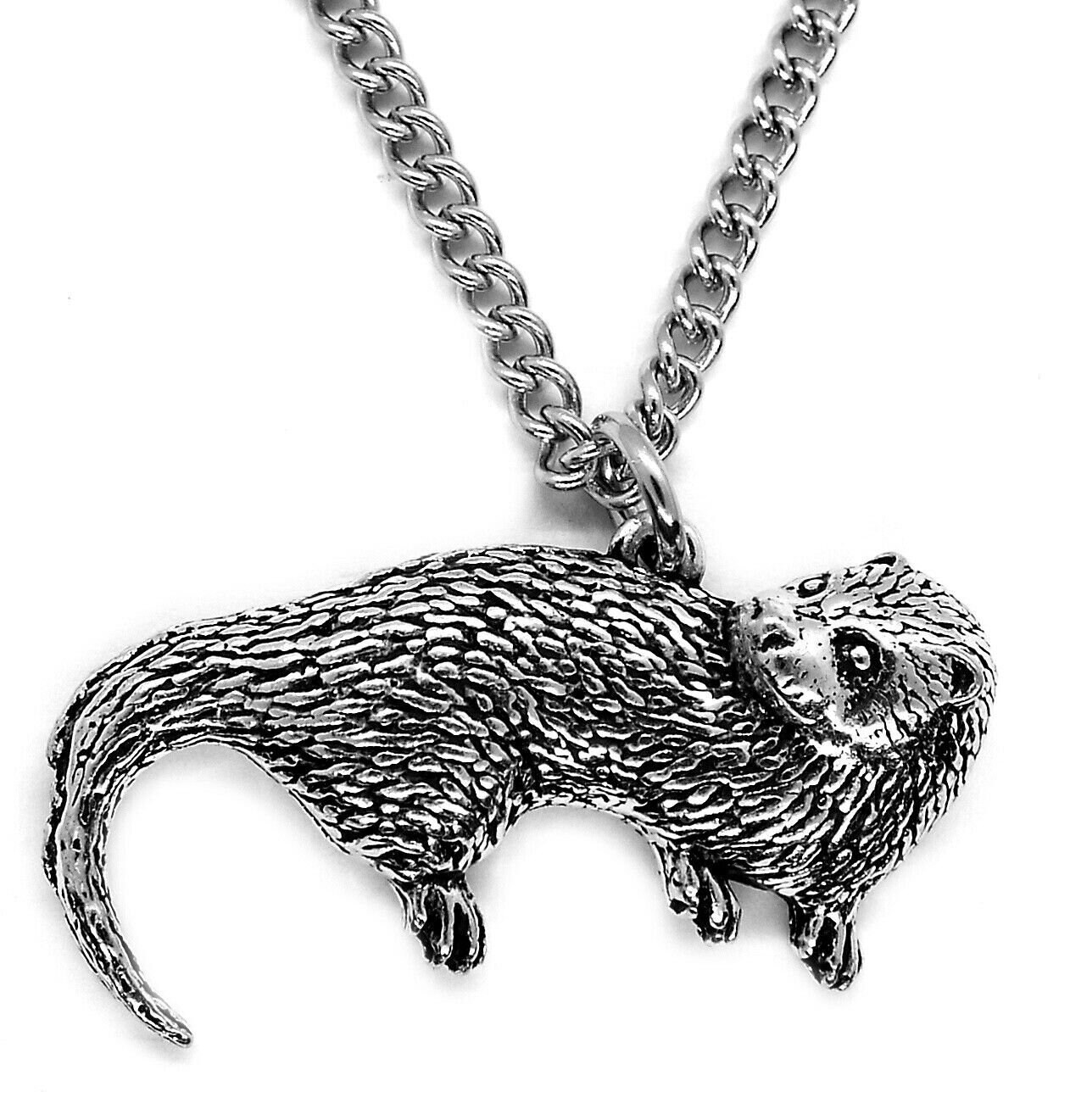 River Otter Pendant with Chain Necklace in Gift Pouch Silver | Etsy