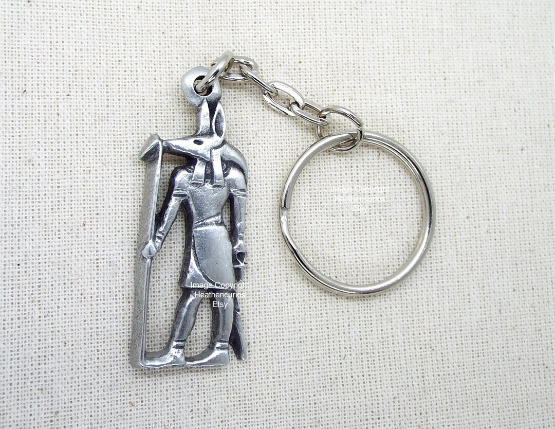 Standing Anubis Pewter Egyptian Keyring Keychain in Grey - Etsy