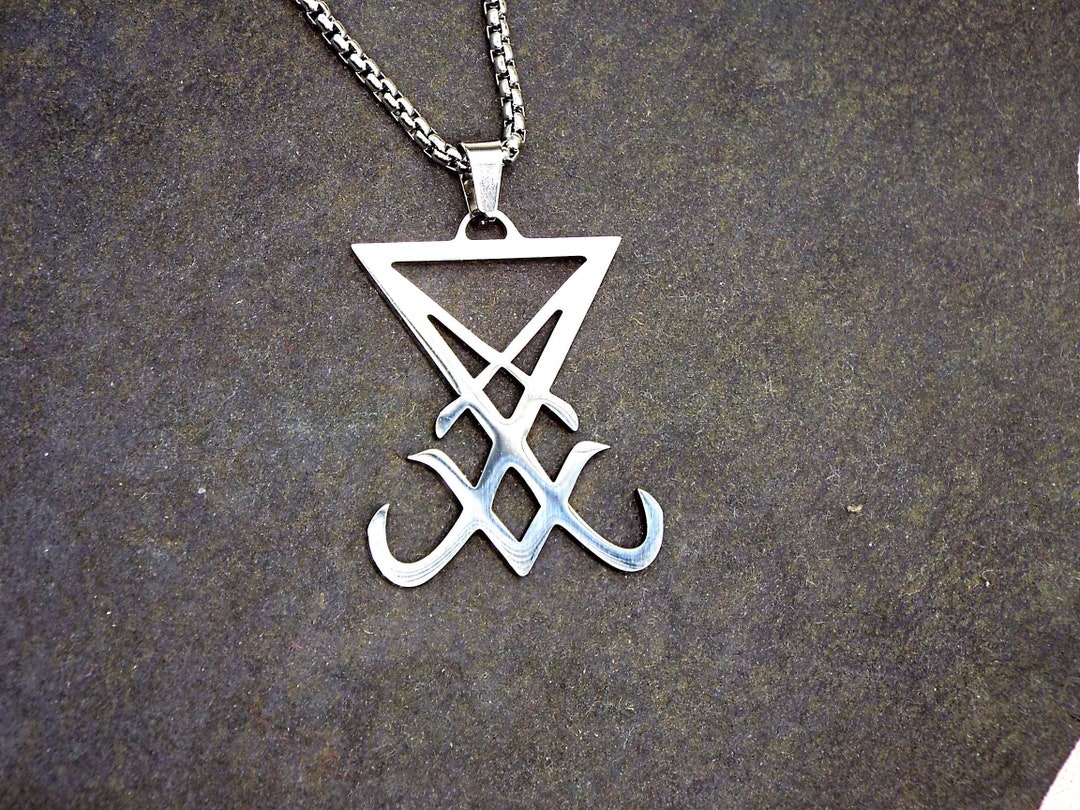 Sigil Seal of Lucifer Satanic Steel Pendant With Box-style Chain - Etsy