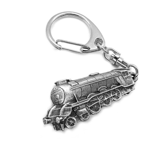 Flying Scotsman Train Pewter Pushgate Keyring in Lemon Burlap | Etsy