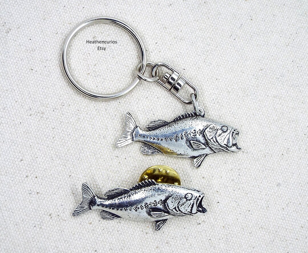 Largemouth Bass Fish Pin Badge and Keyring Gift Set - Etsy