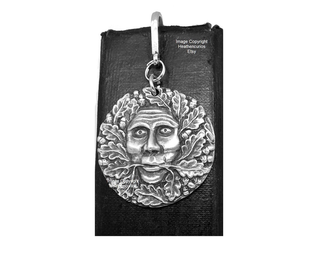 Green Man Pewter (symbol of Rebirth) Bookmark in Organza Pouch - Etsy UK
