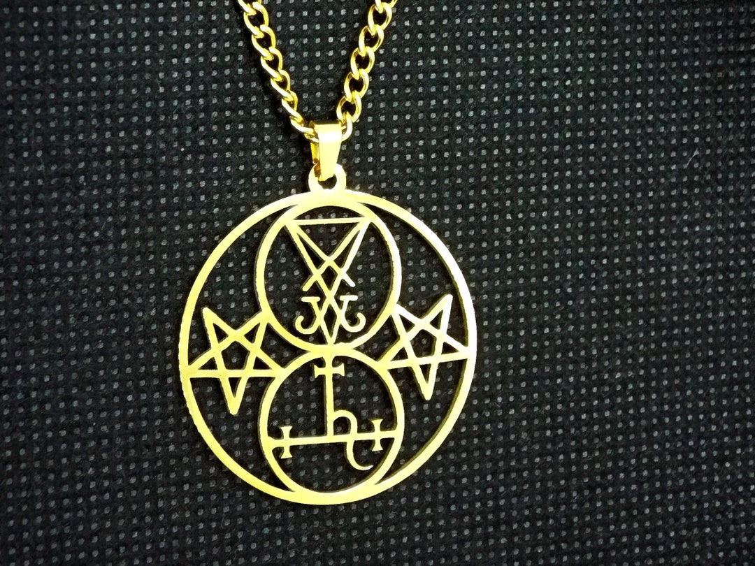 Golden Steel Sigil of Lucifer and Lilith Pendant occult Satanic ...