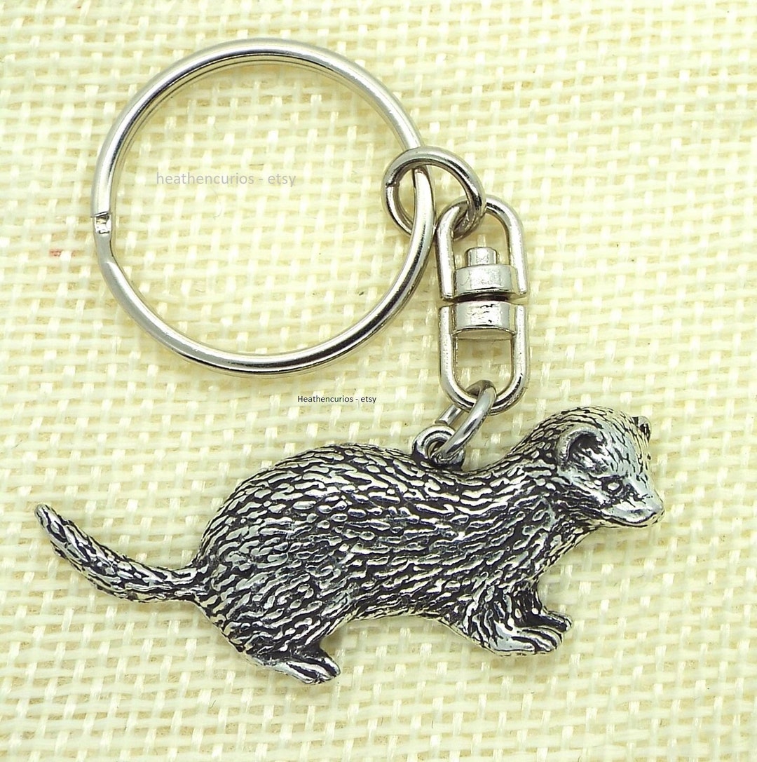 Ferret Silver Pewter KEYRING in Organza Gift Pouch - Etsy.de