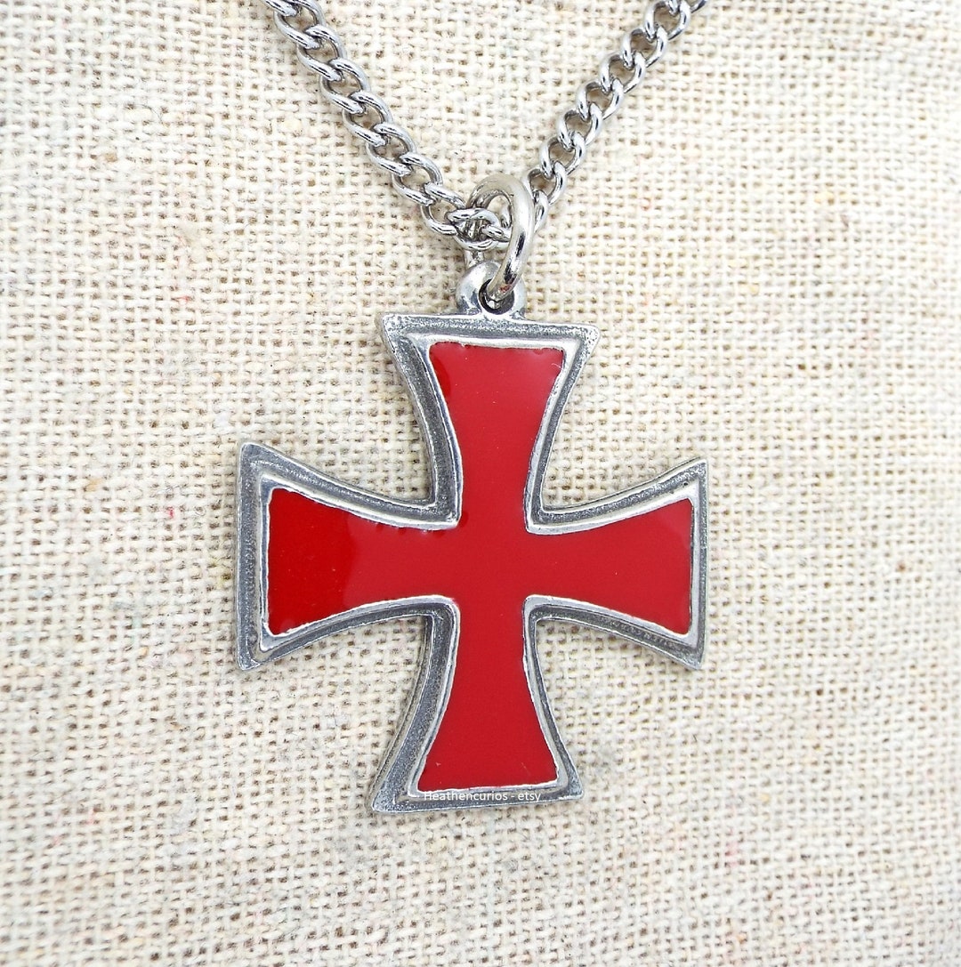 Red Pattee Cross Pewter Pendant (teutonic Knights Templar) With Curb ...