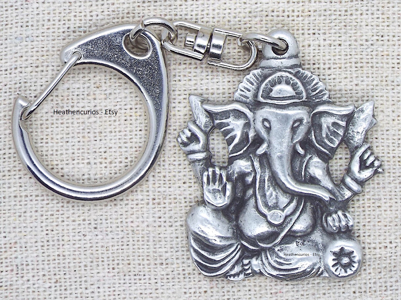 Ganesh Hindu Elephant God Pewter Pushgate Keyring in Lemon - Etsy