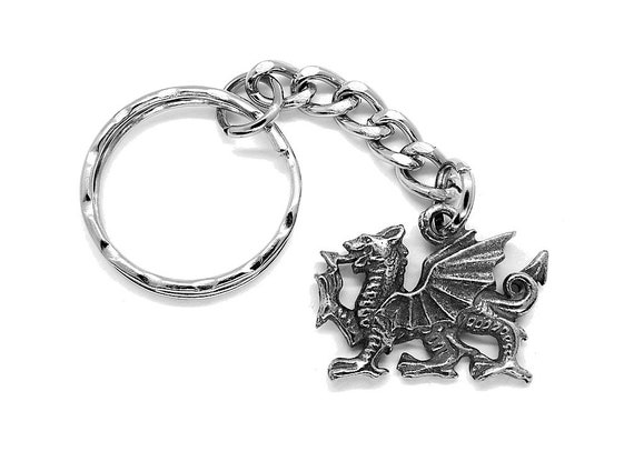 Small Welsh Dragon Keyring With Faceted Round Keyhoop and | Etsy UK