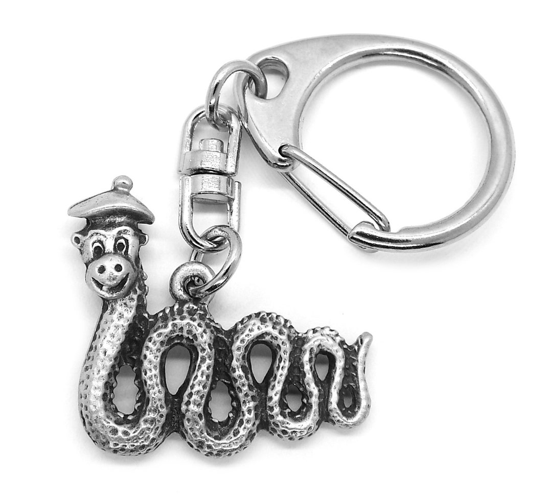 Nessie Loch Ness Monster Pewter Push Gate Keyring With a Grey Burlap ...