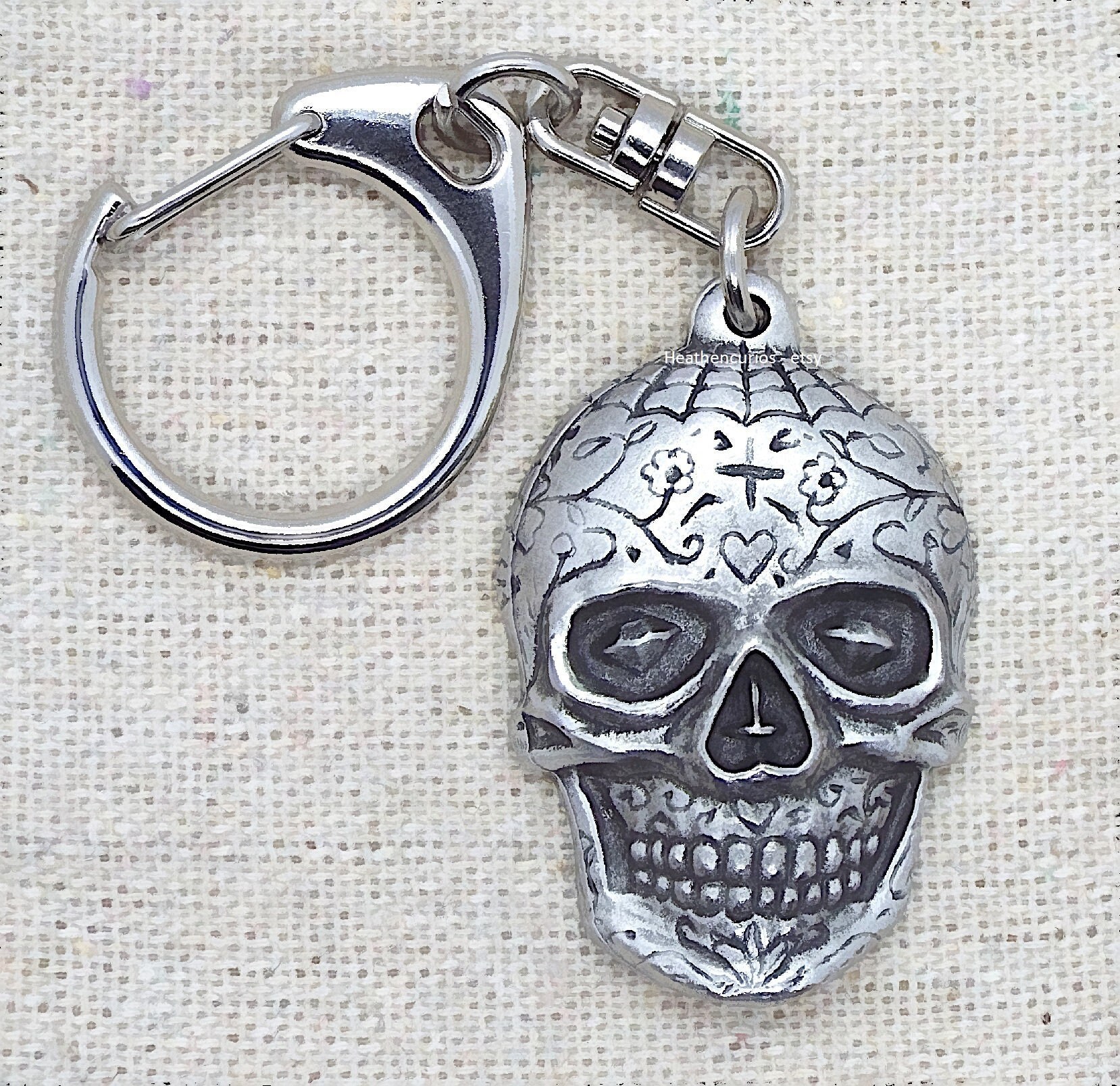 Calavera Sugar Skull Pushgate Keyring (voodoo Mexican Day of the Dead ...