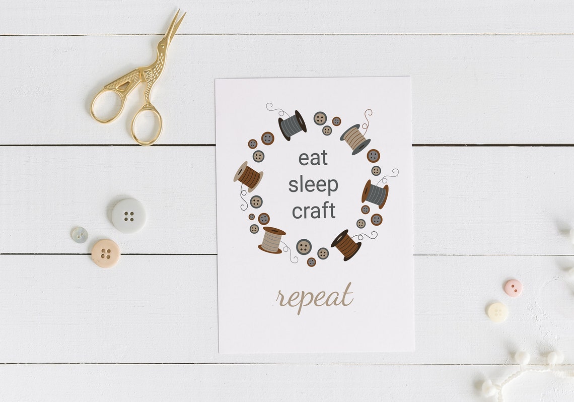 Eat Sleep Craft Repeat. Craft Printable. Sewing Quilting Quote - Etsy