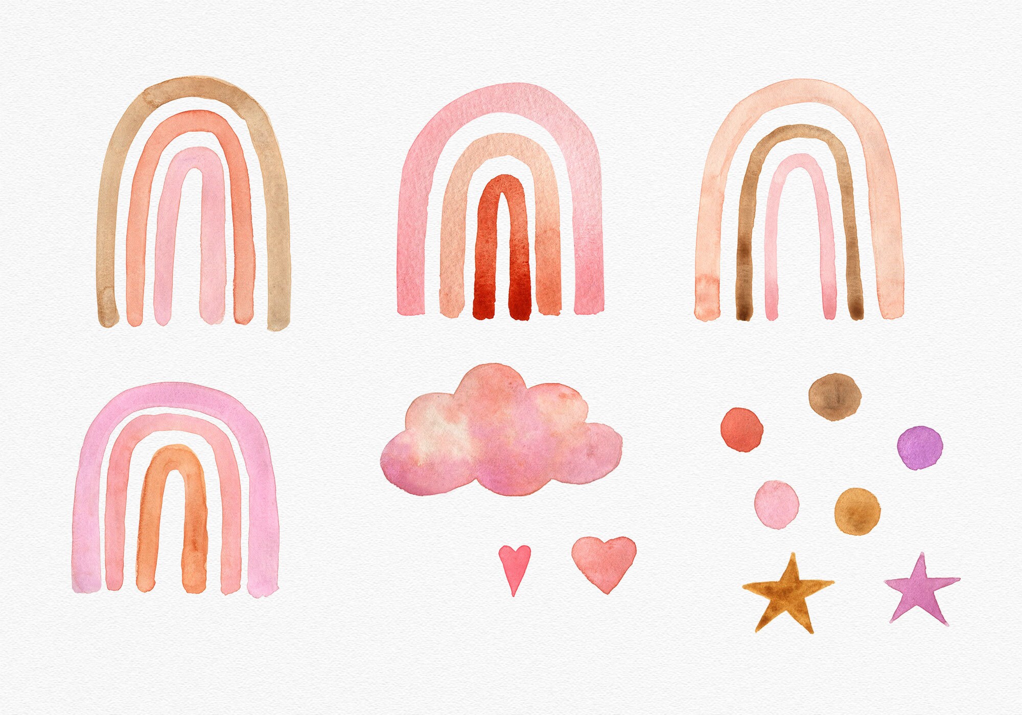 Watercolor Boho Rainbow Clipart Watercolour Pastel Rainbow - Etsy