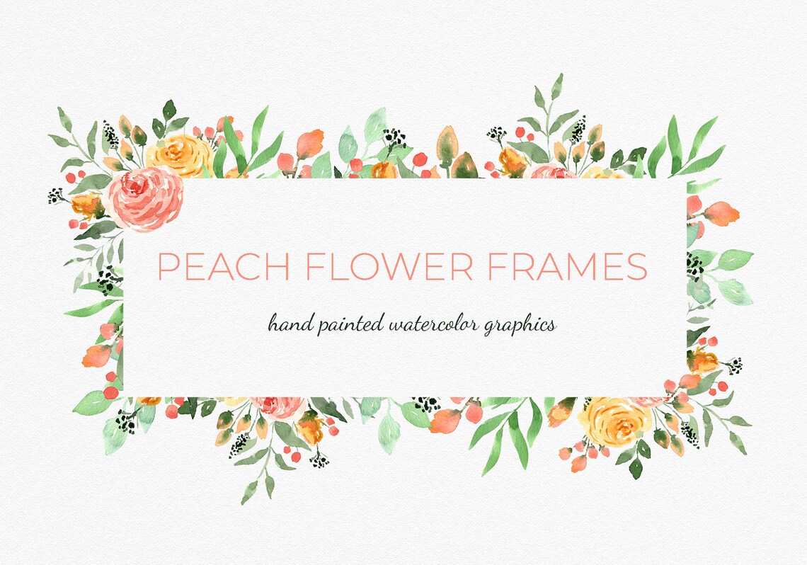 Peach and Blush Geometric Frames. Flowers Clipart for Wedding - Etsy
