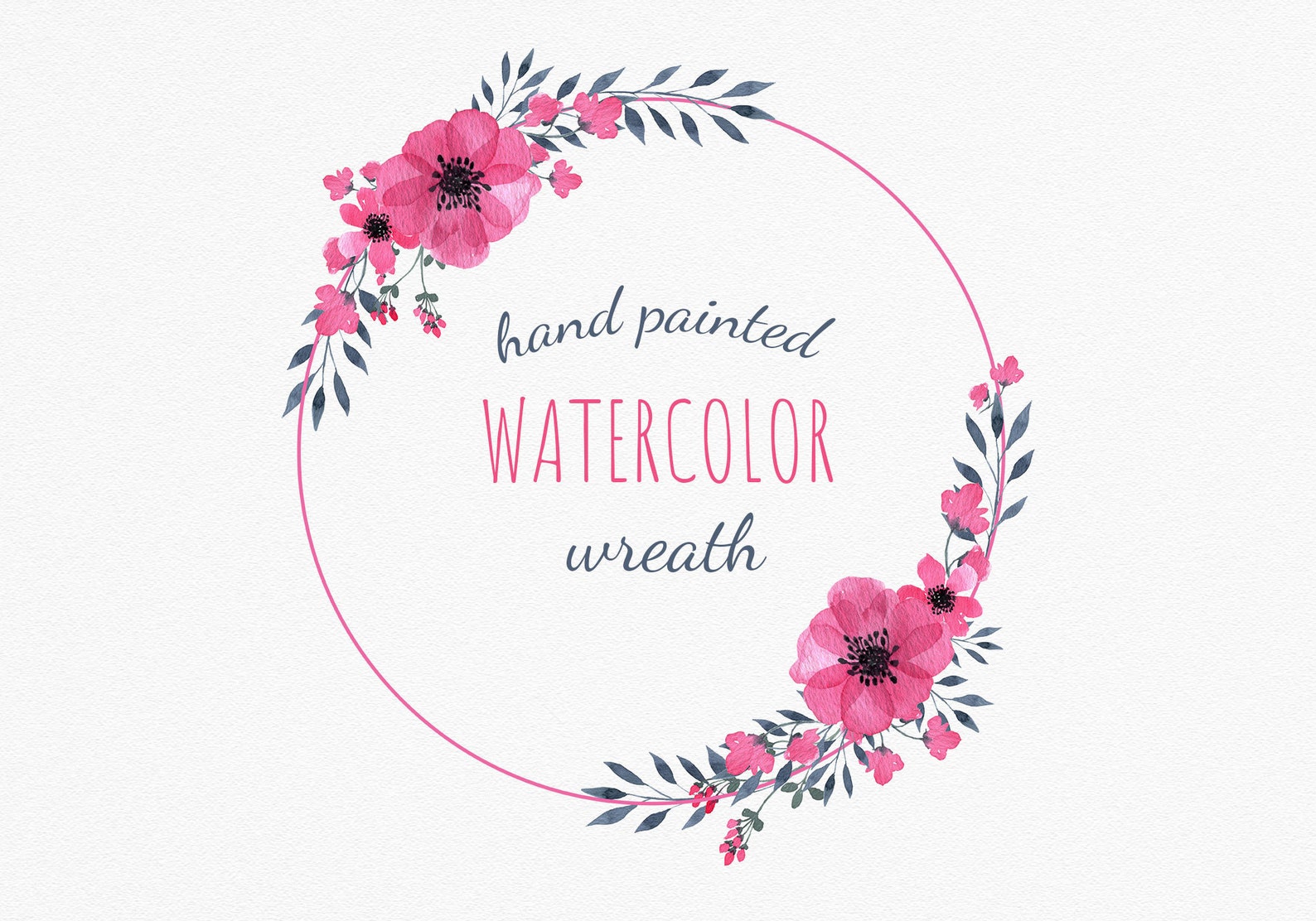 Pink Flowers Clipart for Valentines Day. Floral Frame With Watercolor ...