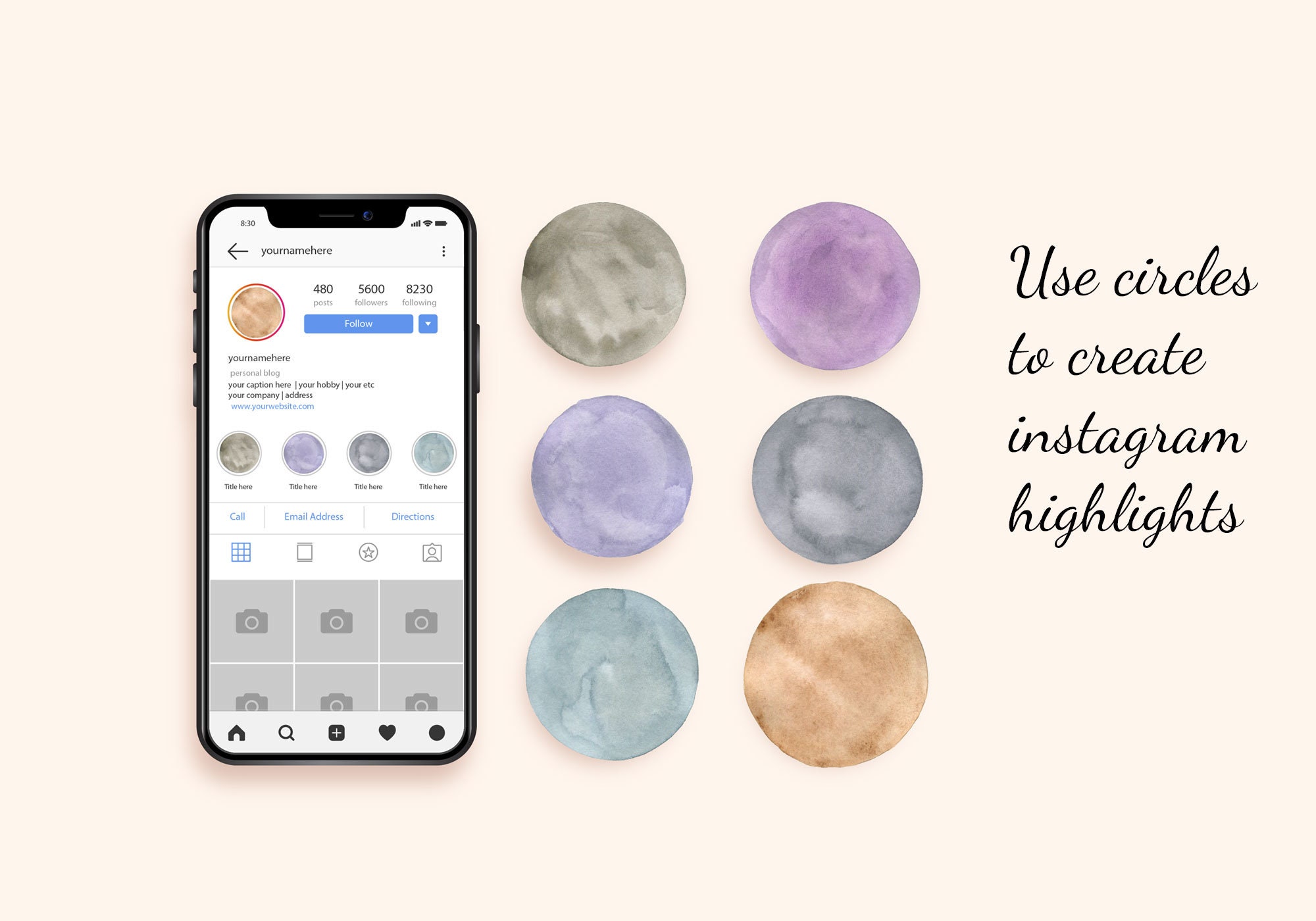 Watercolor Circles Clipart, Instagram Story Highlight Icons, Watercolor ...