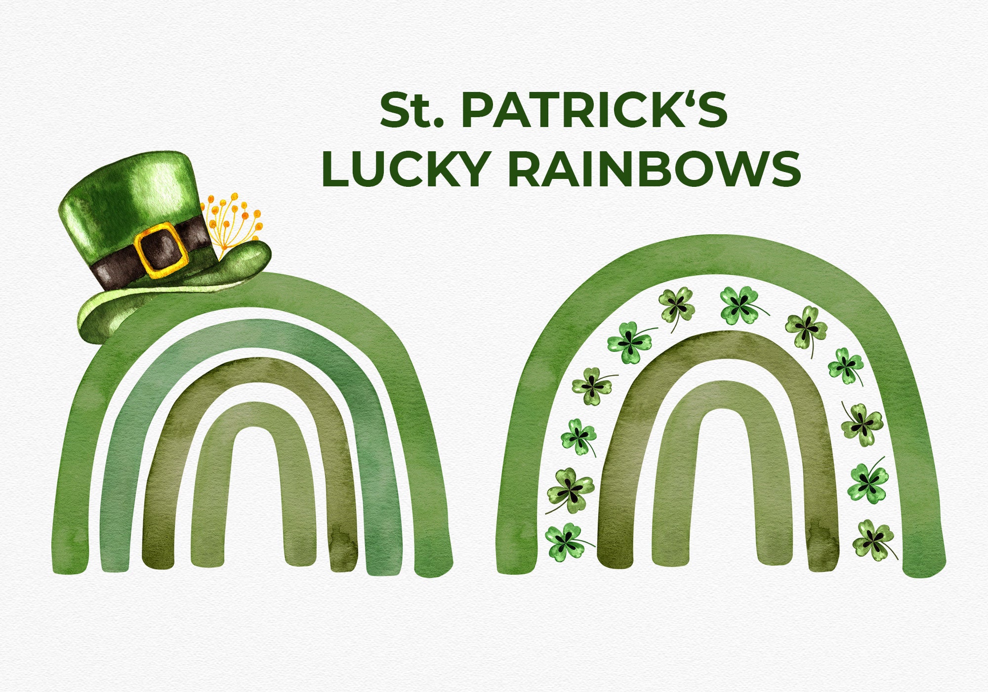 St.patrick's Day Clipart. Green Rainbow With Clover. Shamrock Rainbow ...
