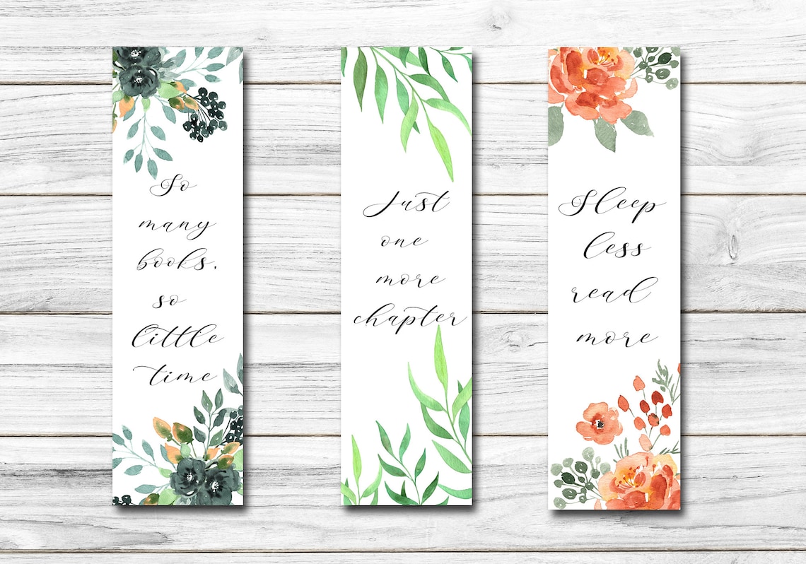 Printable Bookmarks Template PDF, Floral Bookmarks Set, Bookmarks ...