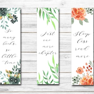 Printable Bookmarks Template PDF, Floral Bookmarks Set, Bookmarks ...