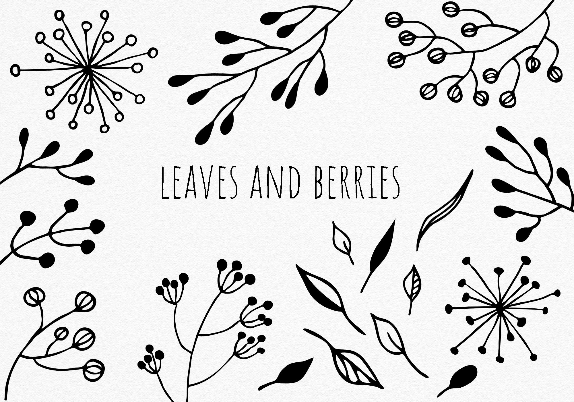 Hand drawn floral clipart Hand Drawn Design Elements Doodle | Etsy