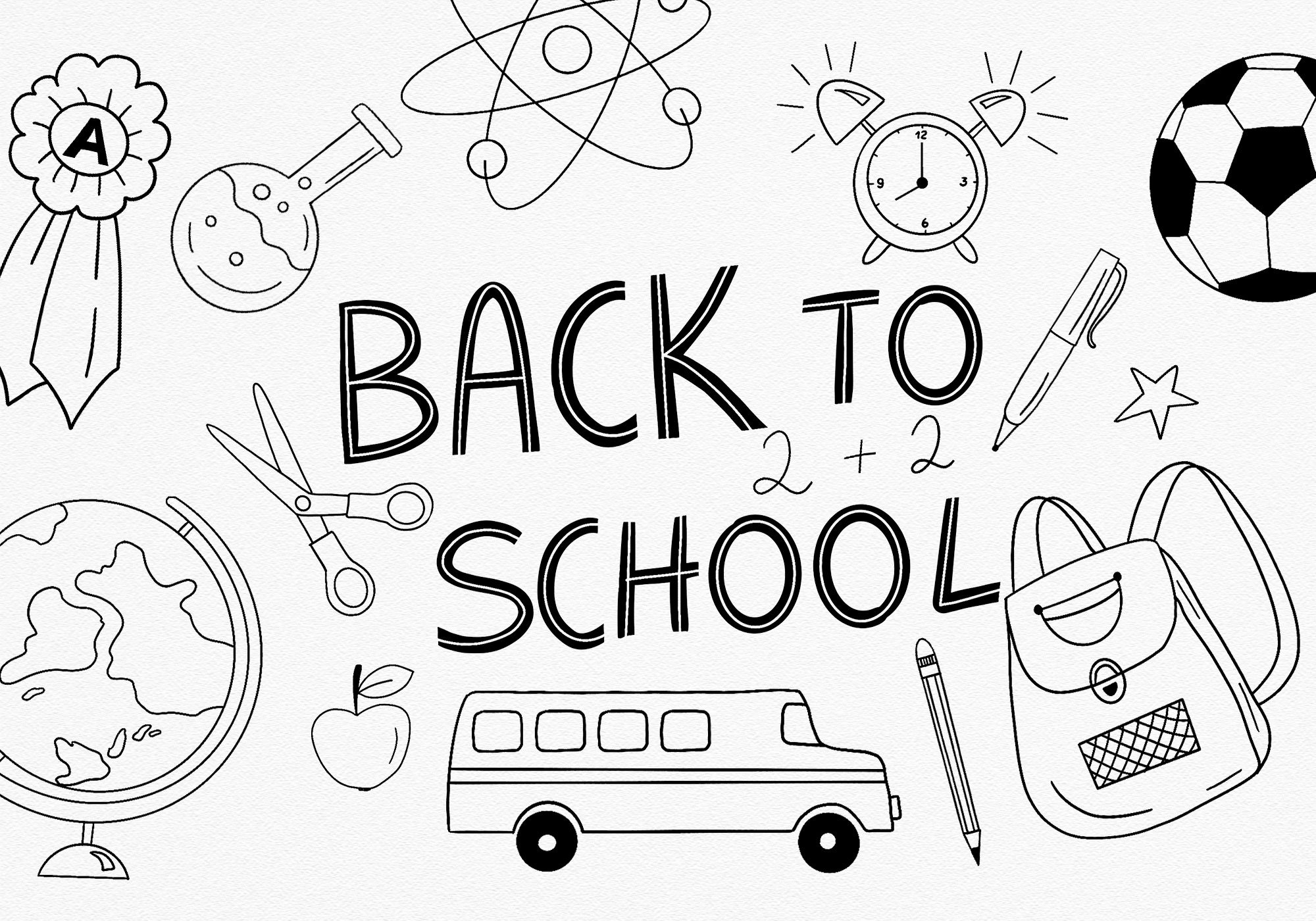Back to SCHOOL Sign and Supplies Clipart, Hand Drawn Doodle PNG Design ...