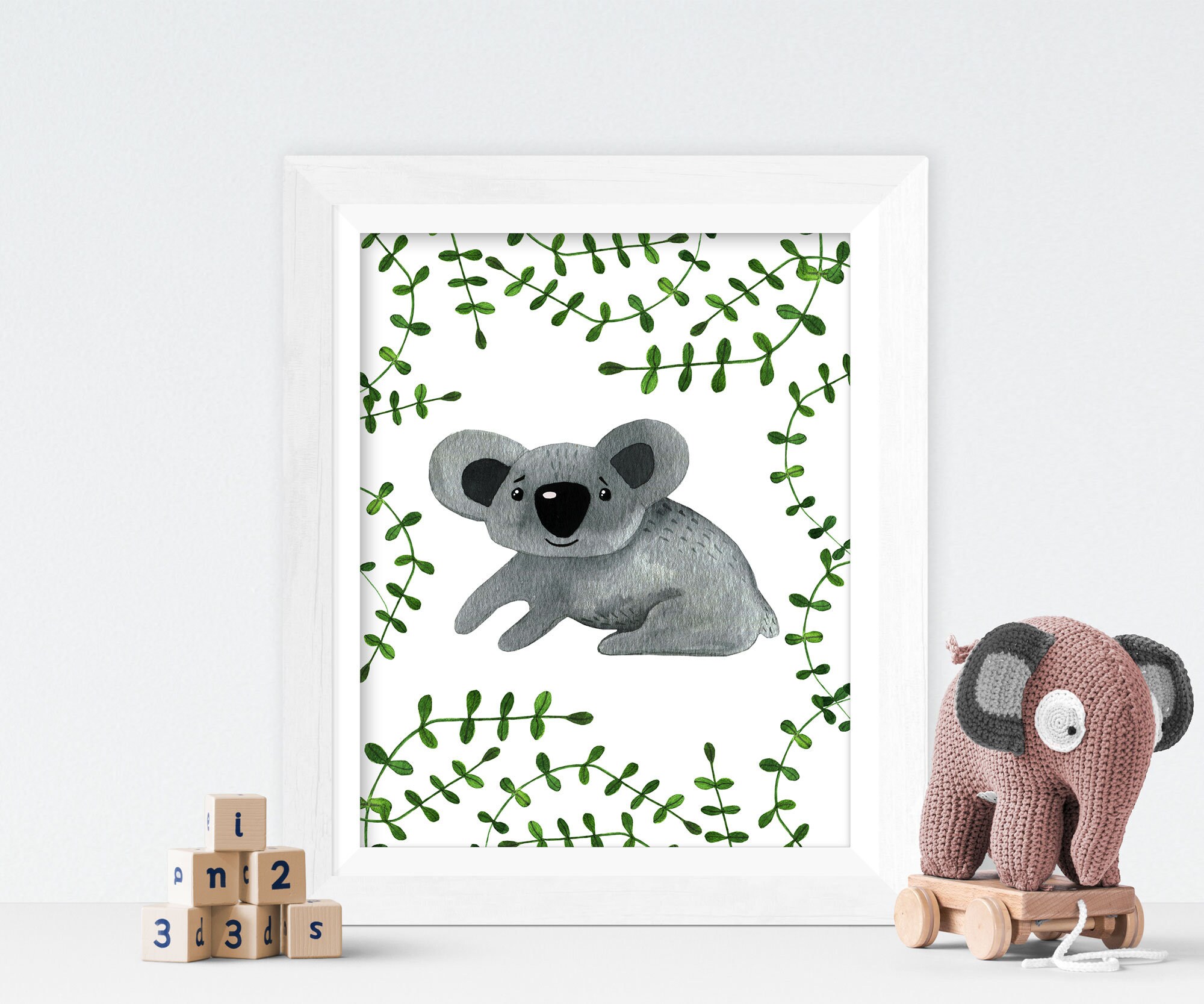 Jungle Baby Animals Clipart Set. Watercolor Baby Koala and Monkey ...