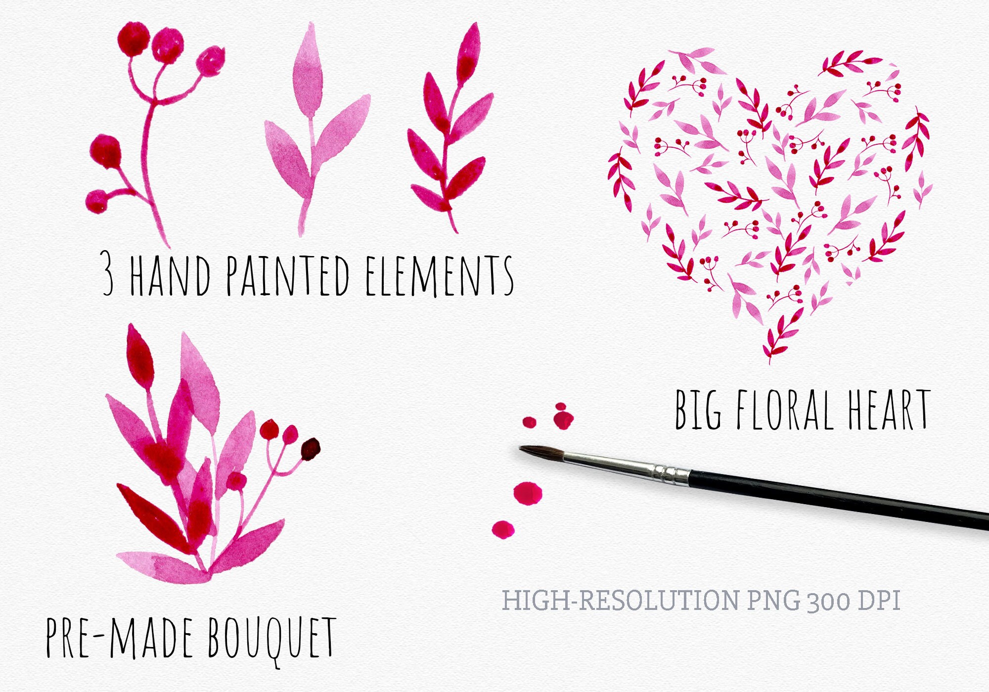 Love Heart Clipart for Valentine's Day and Wedding. Pink - Etsy