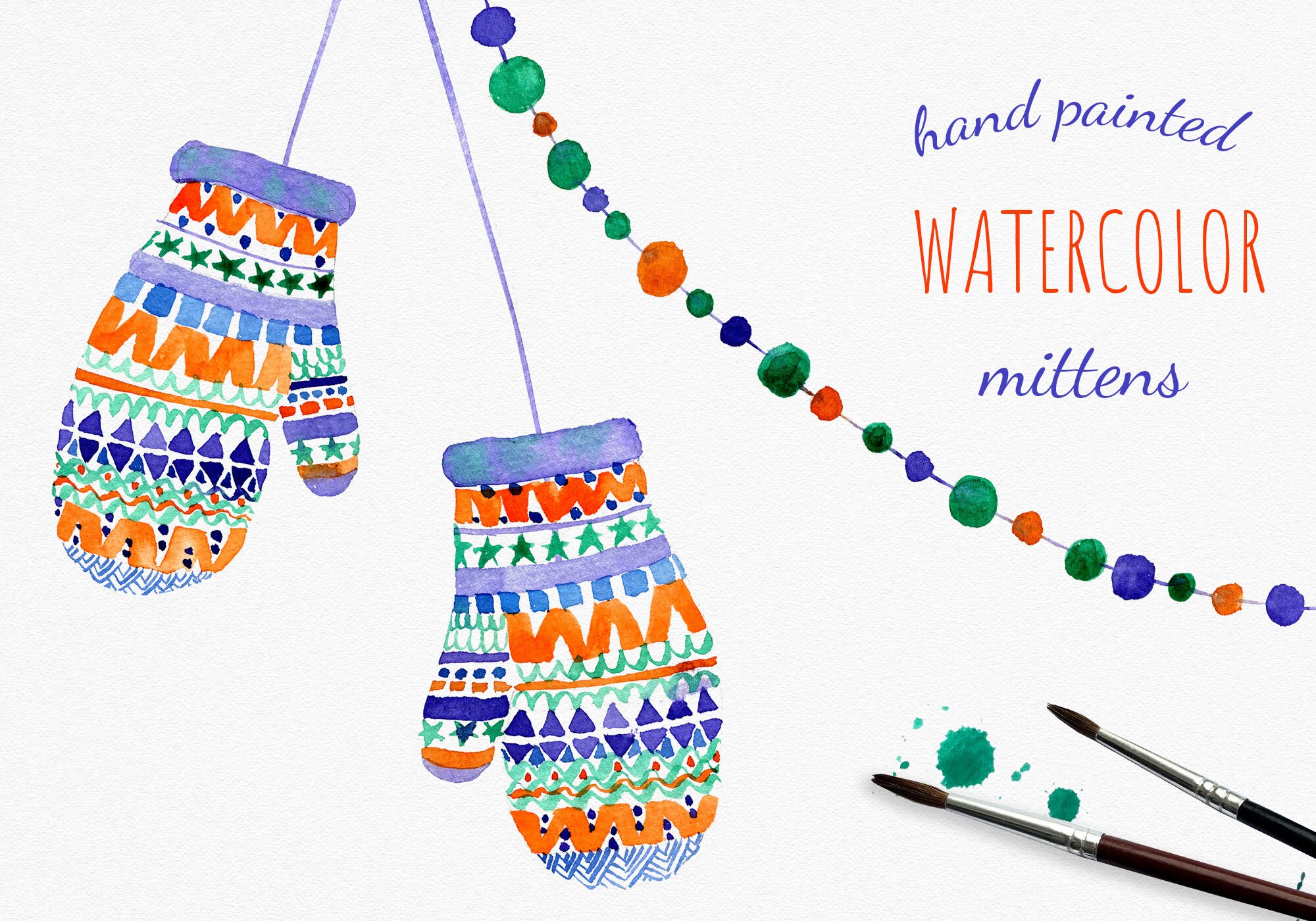 Watercolor Winter Fashion Clip Art. Christmas Holiday Elements. Mittens ...