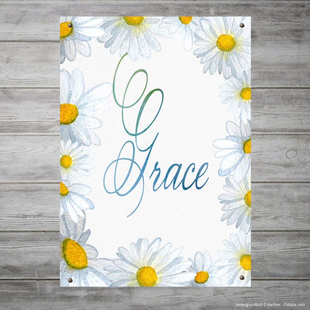 Grace, Bible Printable, Bible Typography Color, Floral Printable ...