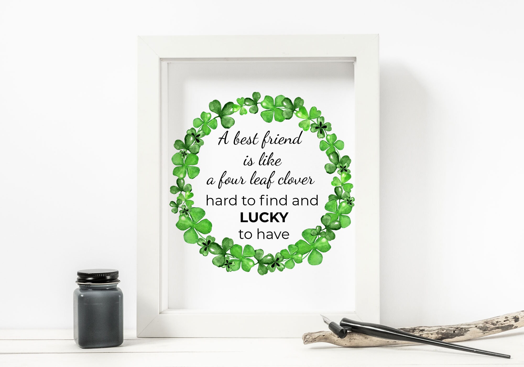 Watercolor Clover and Shamrock Wreath Clipart. St Patricks Day Graphics ...