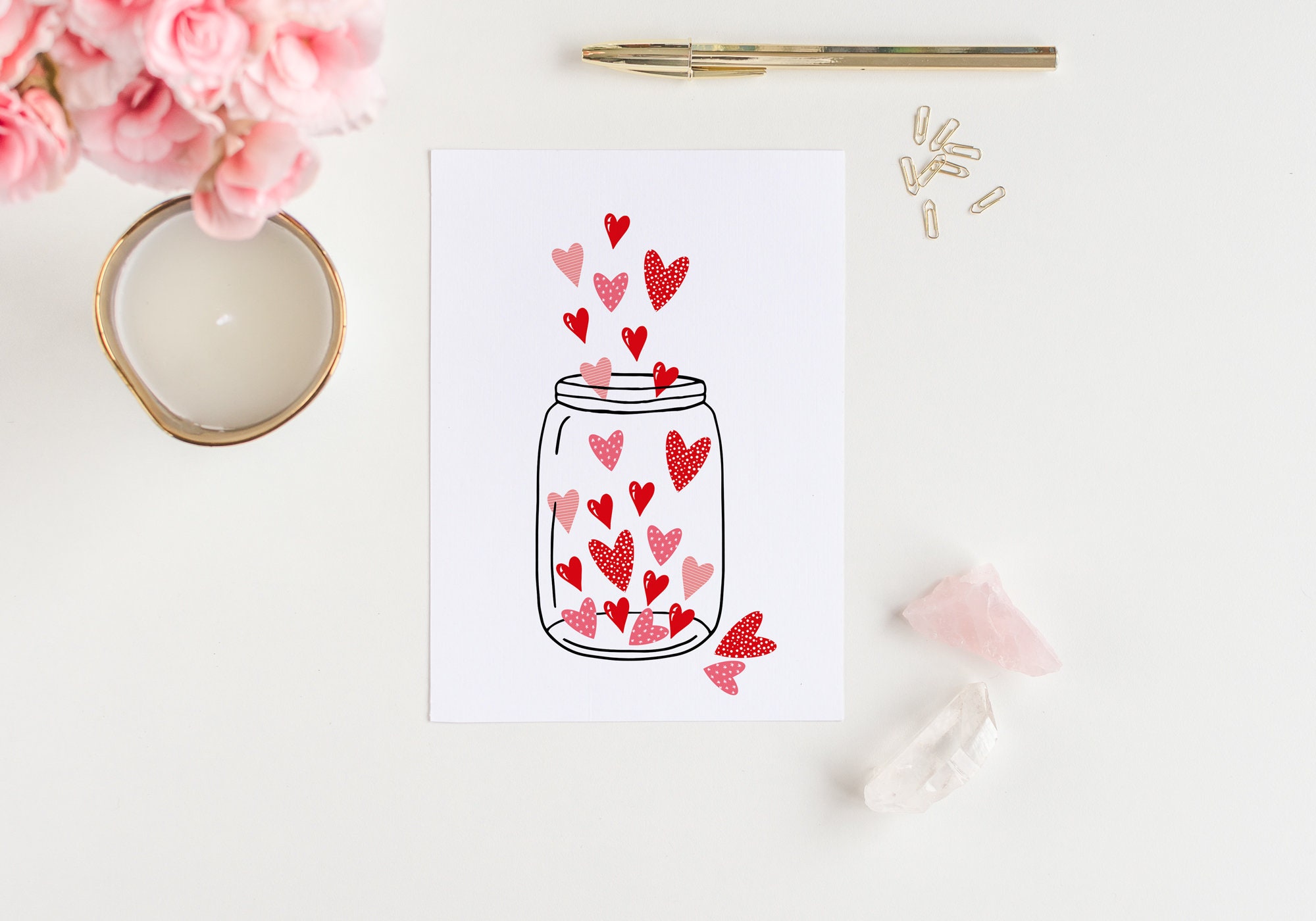 Mason Jar of Hearts Clipart, Love Hearts, Valentine's Day, Love ...