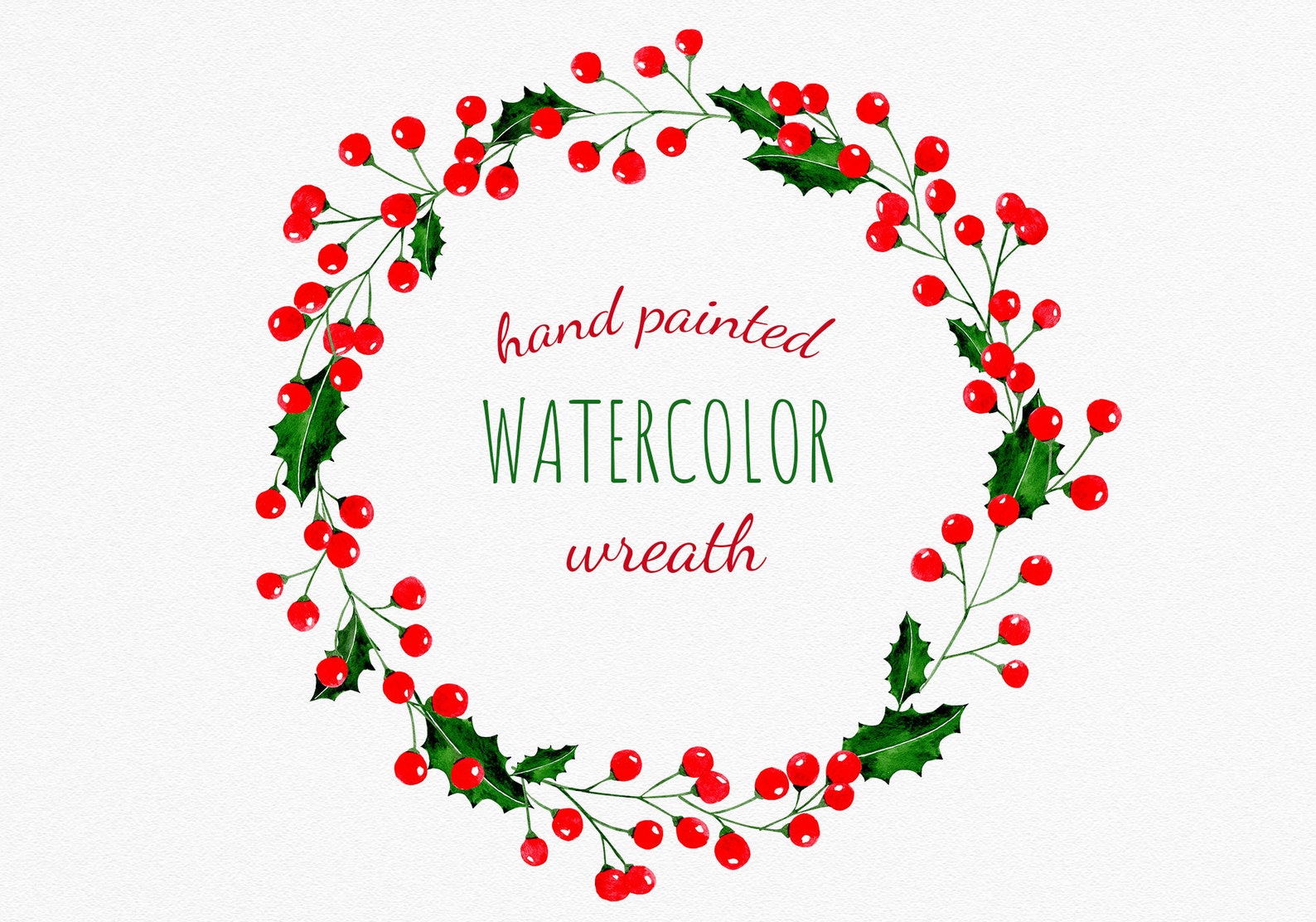 Holly Berry Wreath Clipart. Christmas Watercolor Wreath PNG for Making ...
