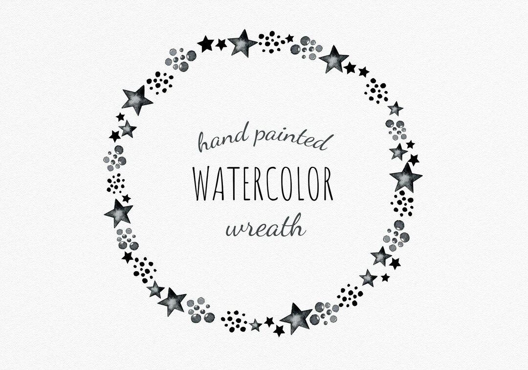 Stars and Bubbles Wreath. Watercolor Clipart. Christmas Wreath, Frame ...