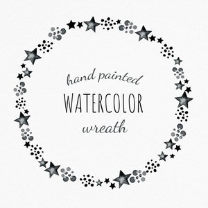 Stars and Bubbles Wreath. Watercolor Clipart. Christmas Wreath, Frame ...