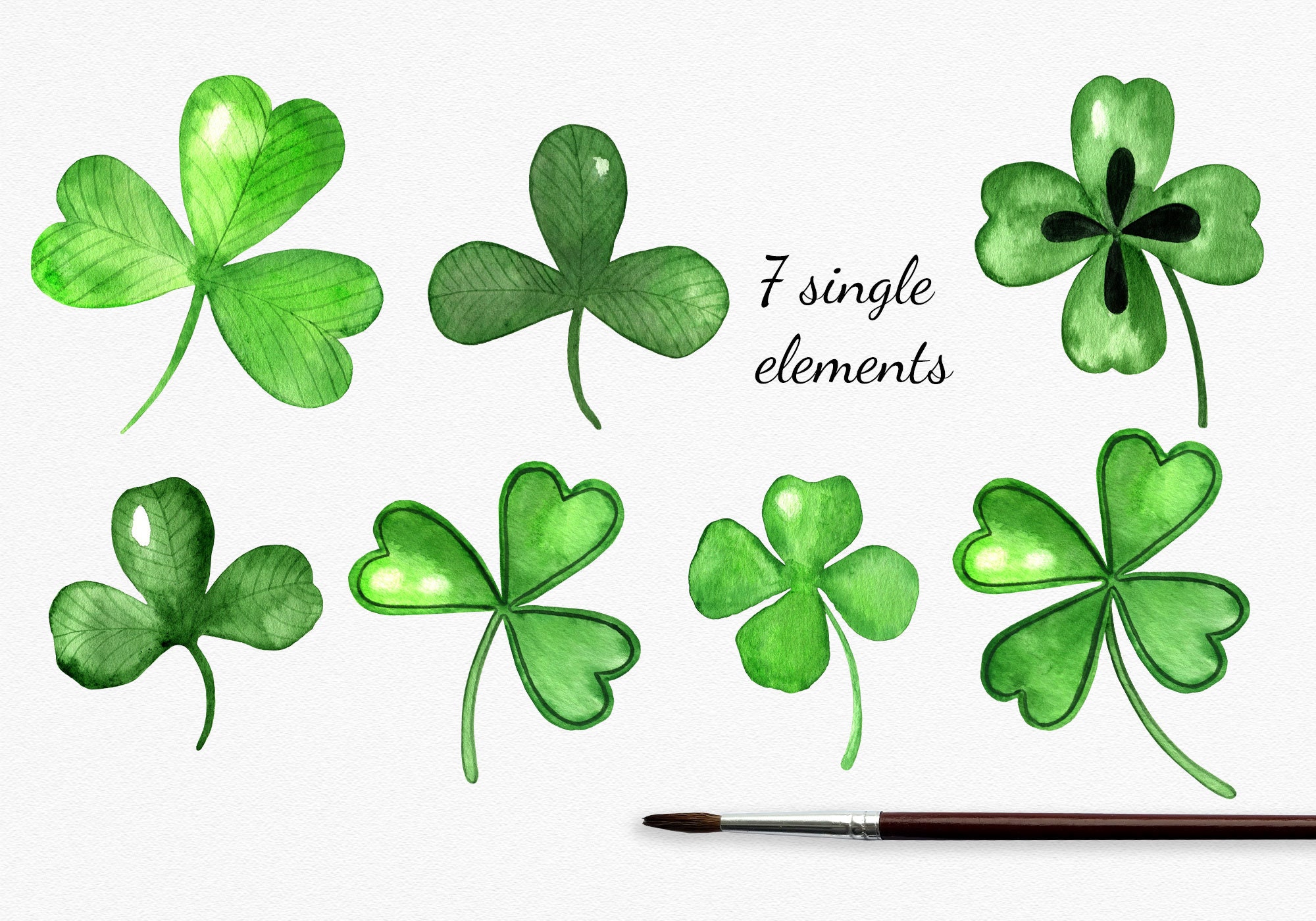 Set of St. Patrick's Watercolor Shamrock Clipart Shamrock - Etsy