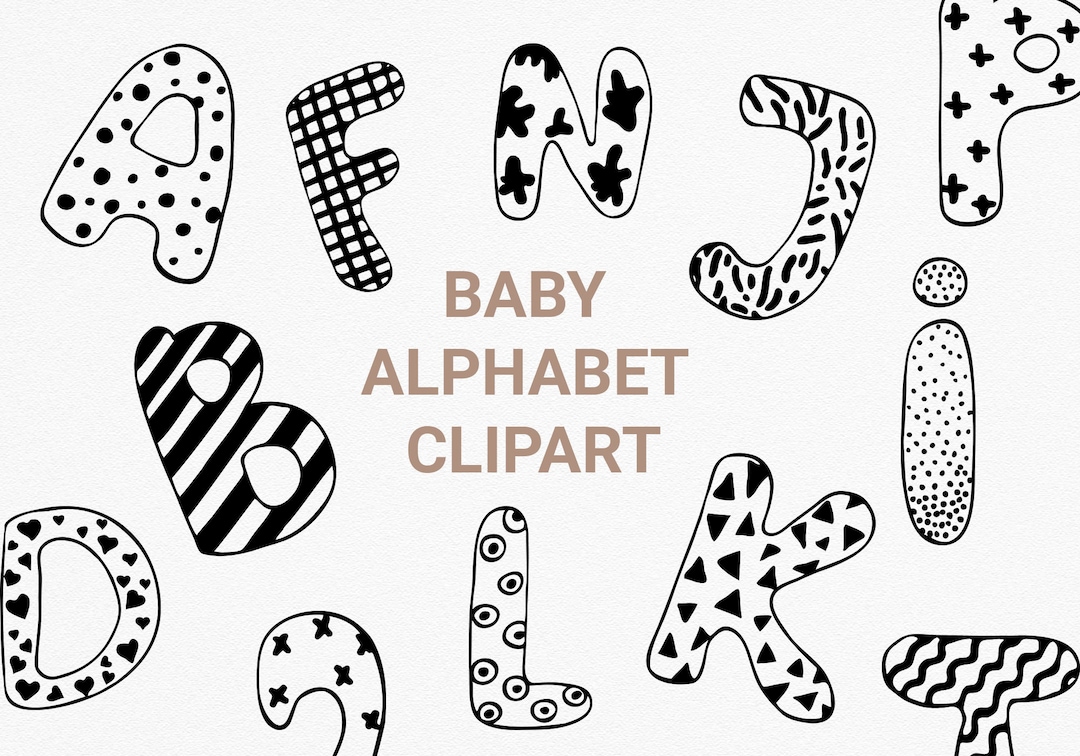 Baby Alphabet Clipart. Minimalist Nursery Doodle Letters. Kids Clipart ...