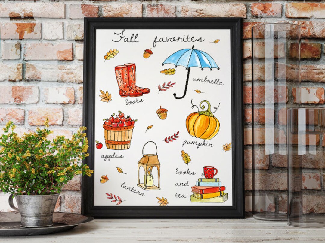 Fall Favorites Clipart Set. Watercolor Fall Elements PNG. Pumpkin ...