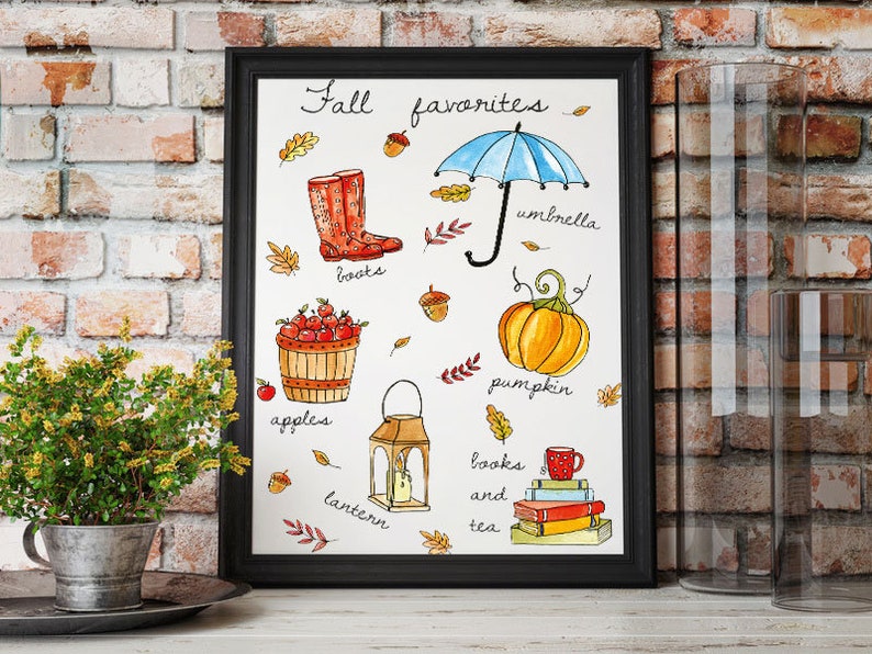 Fall Favorites Clipart Set. Watercolor Fall Elements PNG. Pumpkin ...