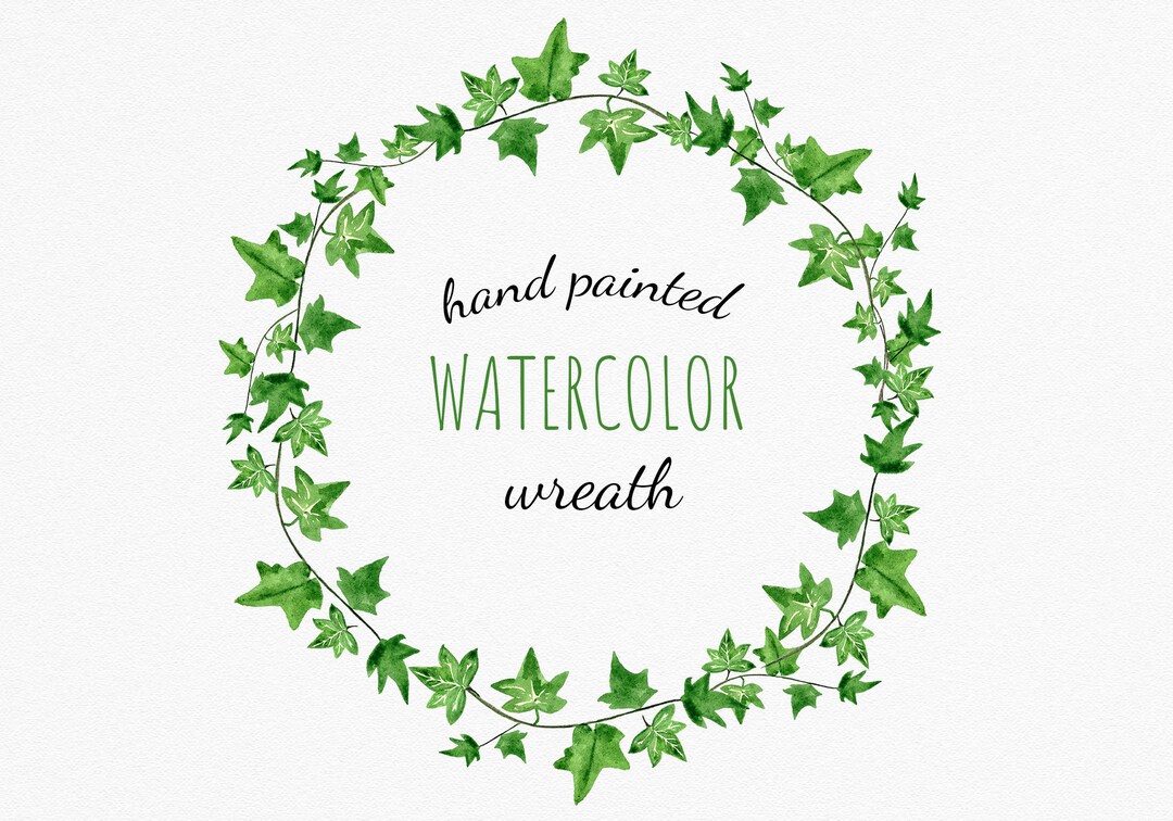 Ivy Wreath Clipart for Making Cards and Invitations, Green Leaves ...